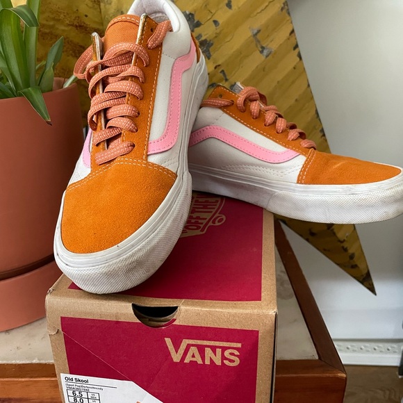 Vans | Shoes | Vans Old Skool Unisex Orange And Pink Sneakers | Poshmark
